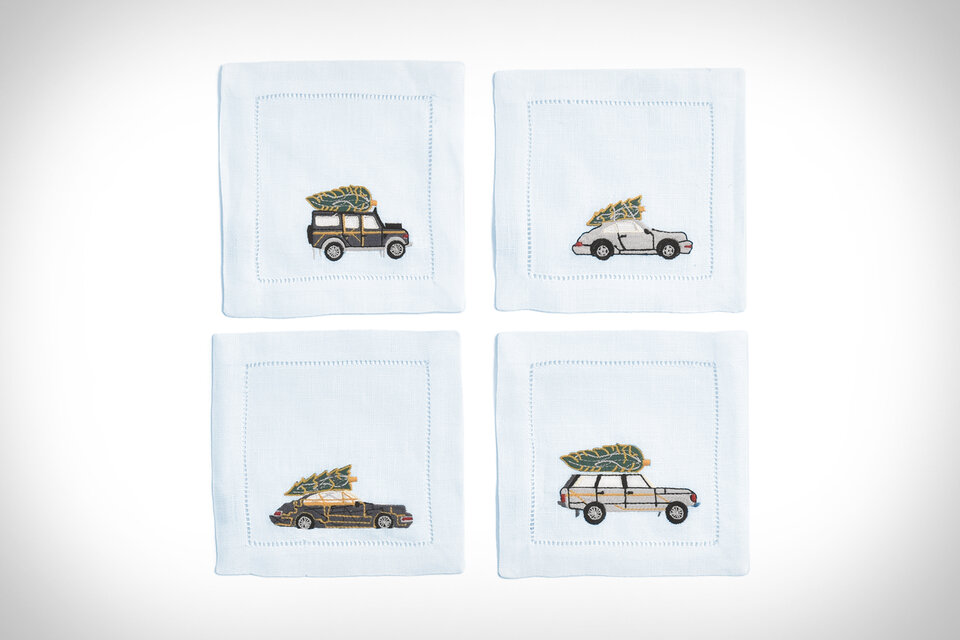 Classic Cars Christmas Tree Cocktail Napkins | Uncrate