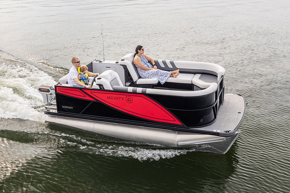 Godfrey Mighty G Electric Pontoon Boat | Uncrate