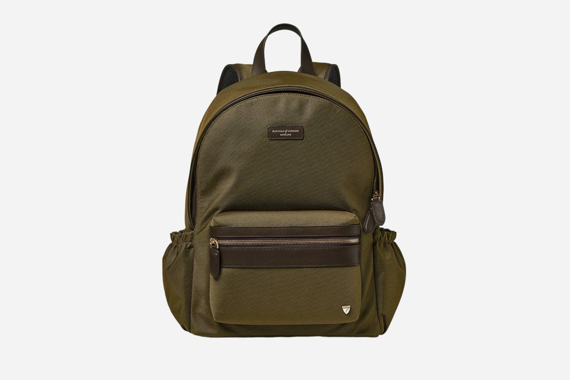 Aspinal of London Khaki Leather & Nylon Backpack | Uncrate