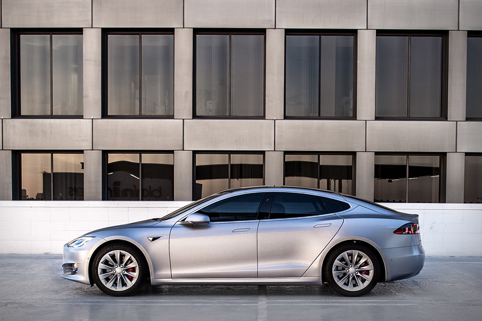 Kanye West's Pantone Matte Silver Tesla Model S | Uncrate