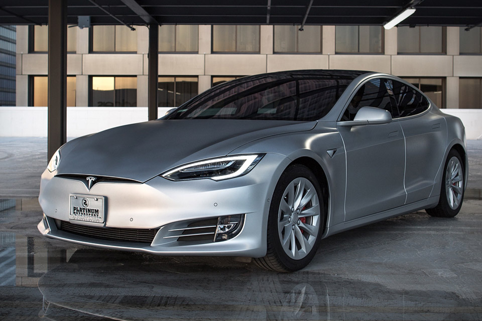 Kanye West's Pantone Matte Silver Tesla Model S | Uncrate