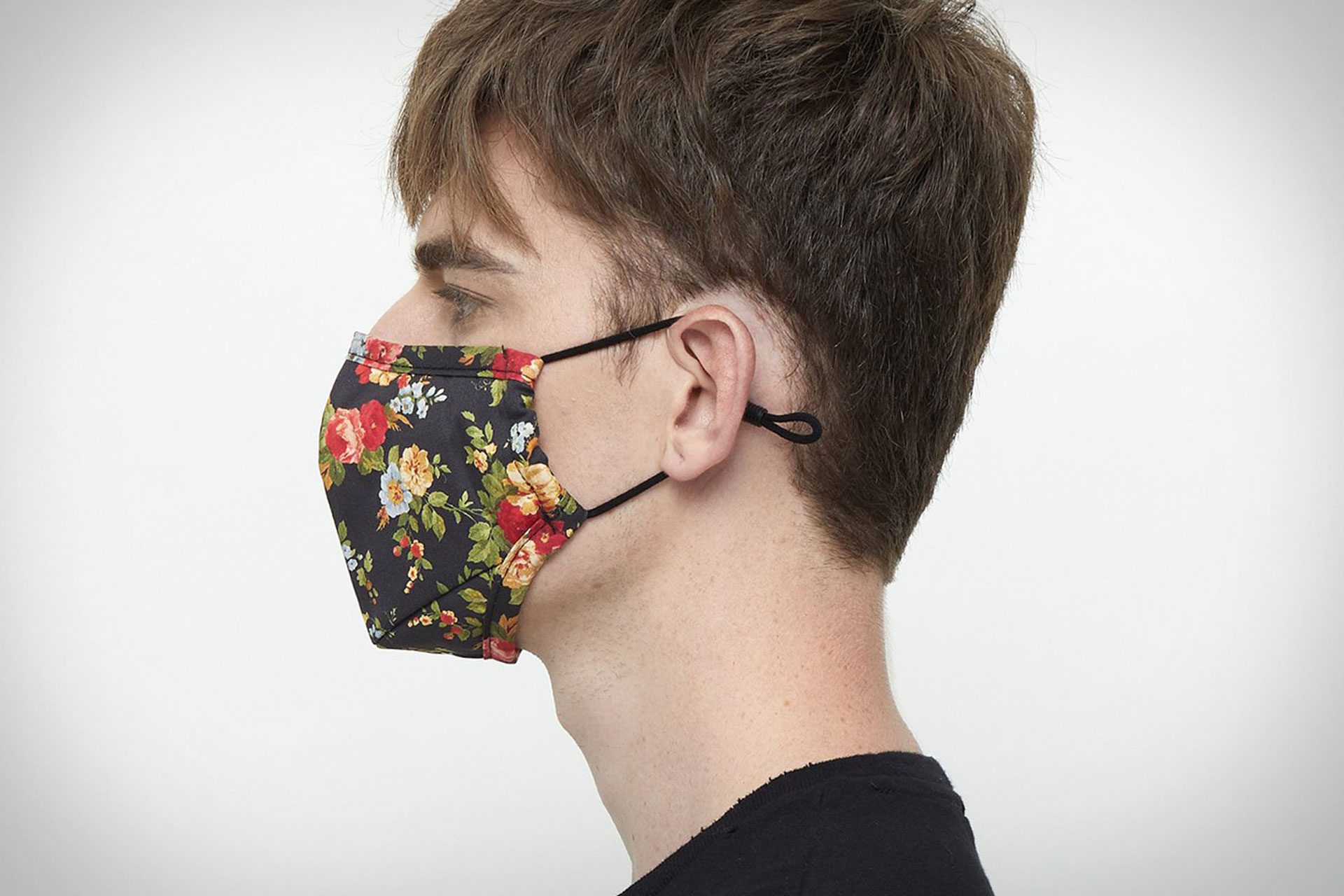 Profound Black Floral Print Mask | Uncrate