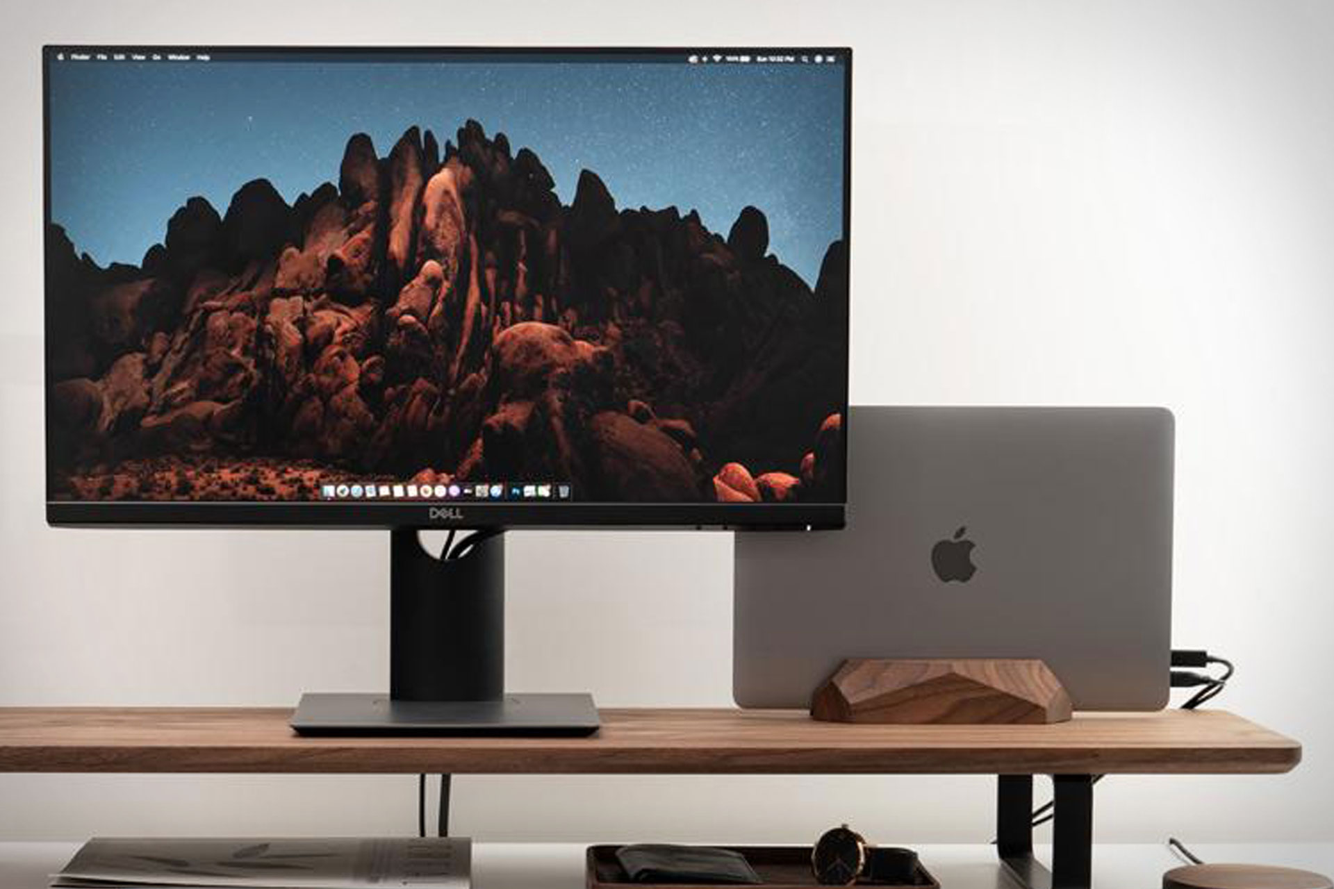 Walnut Vertical Laptop Stand | Uncrate