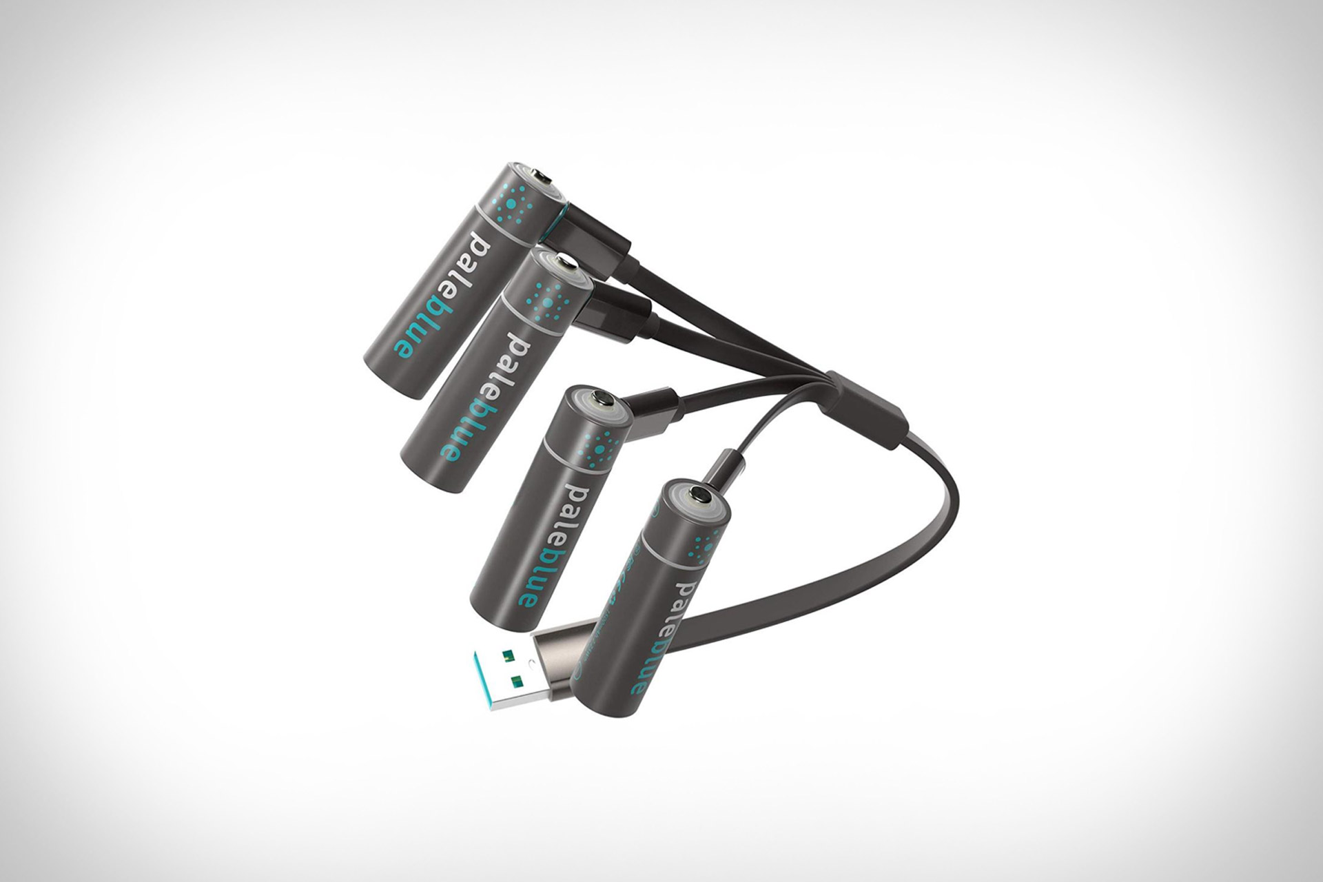 Blassblaue wiederaufladbare USB-Batterien | Uncrate