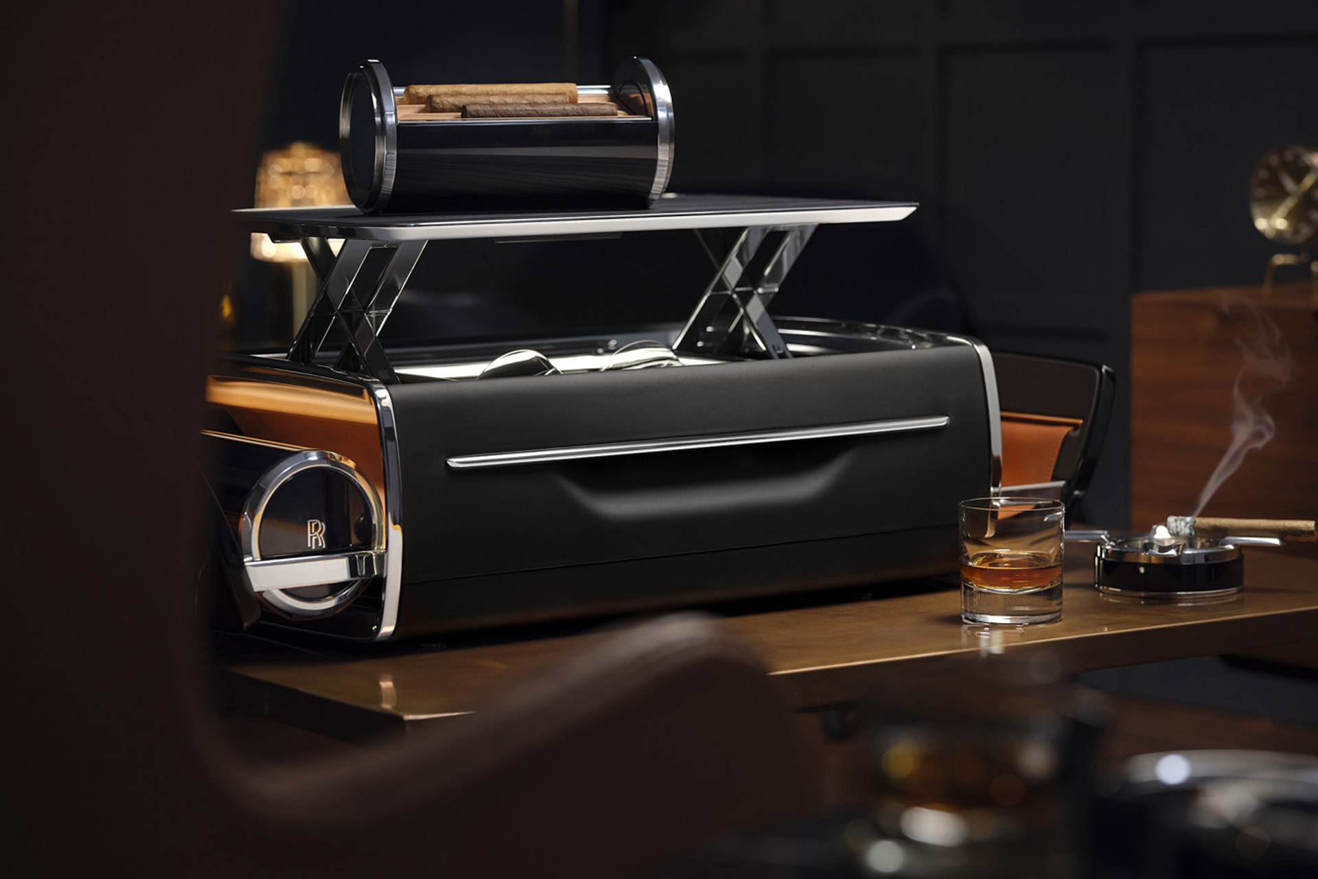 Rolls-Royce Cellarette Cigar and Whiskey Box | Uncrate