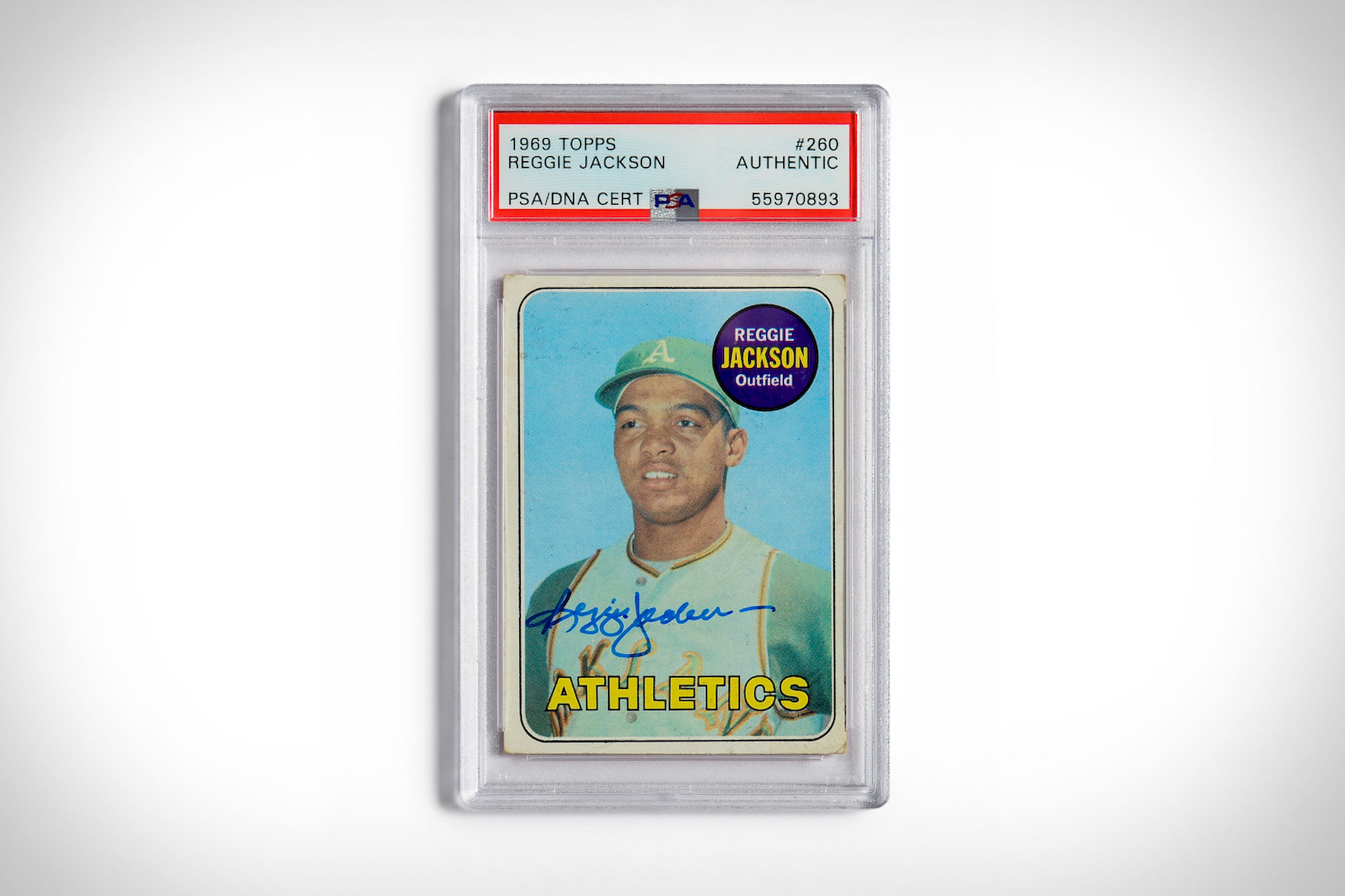 1969 Topps Reggie Jackson Autographed Rookie Card | Uncrate