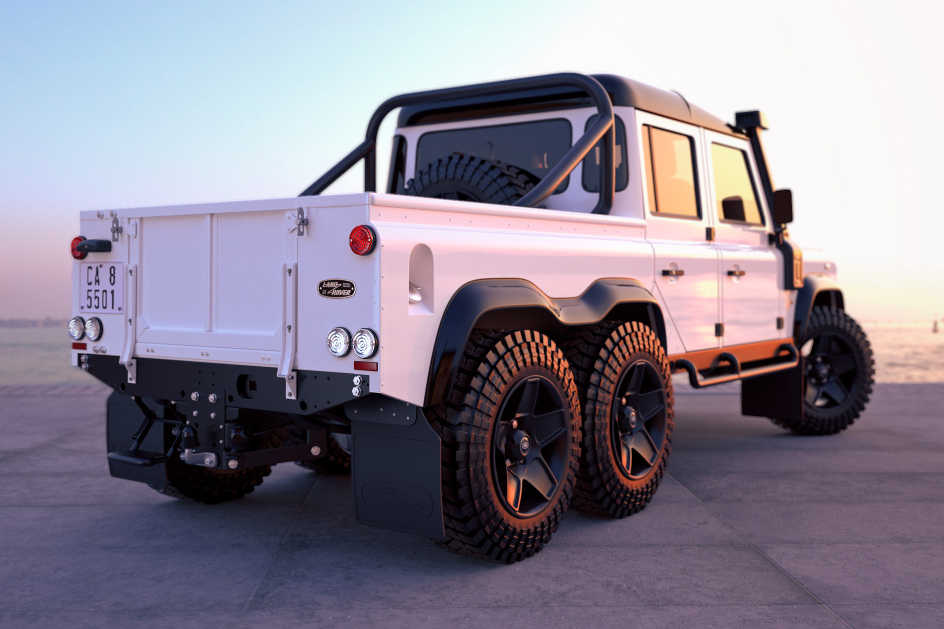 Classic Overland White Rhino Land Rover Defender 6x6 | Uncrate