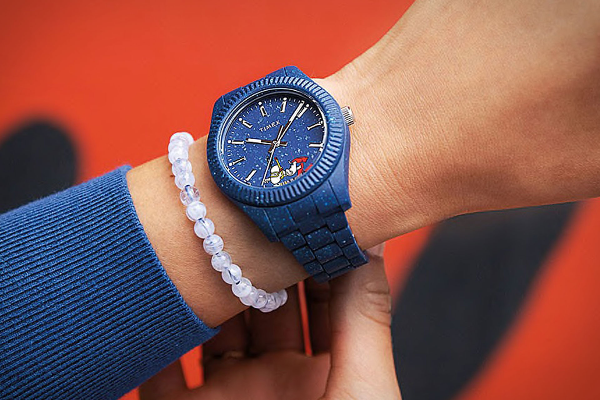Timex Waterbury x Peanuts Ocean Plastic Watch | Uncrate