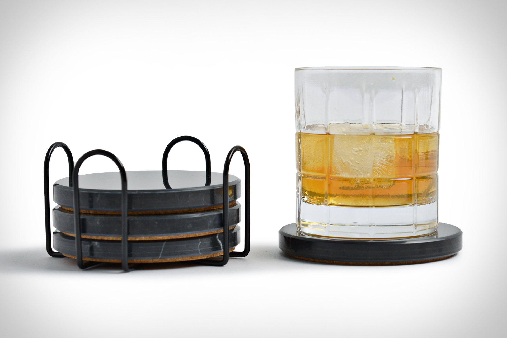 Black Marble Coaster Set | Uncrate