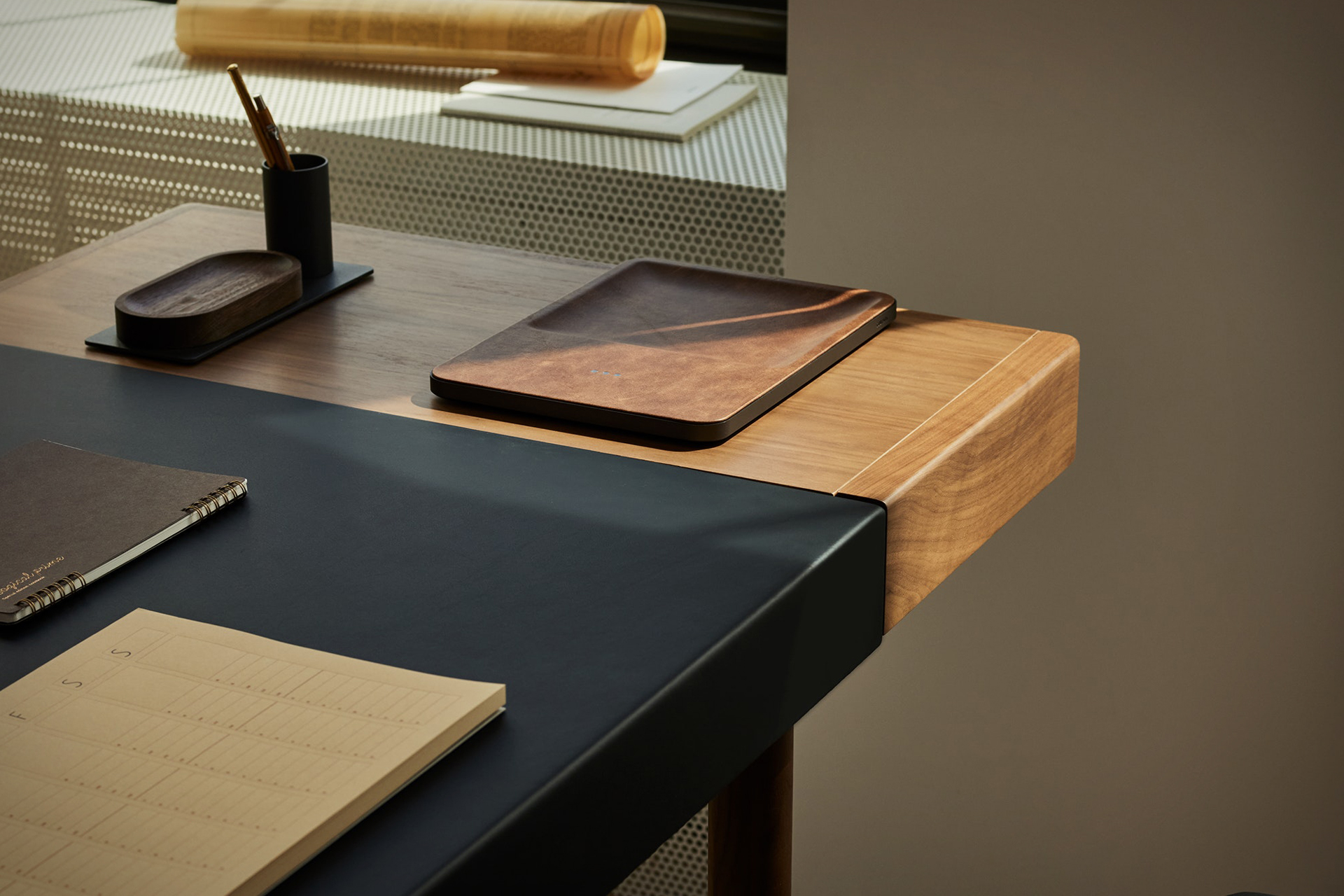 Herman Miller Leatherwrap Sit to Stand Desk | Uncrate