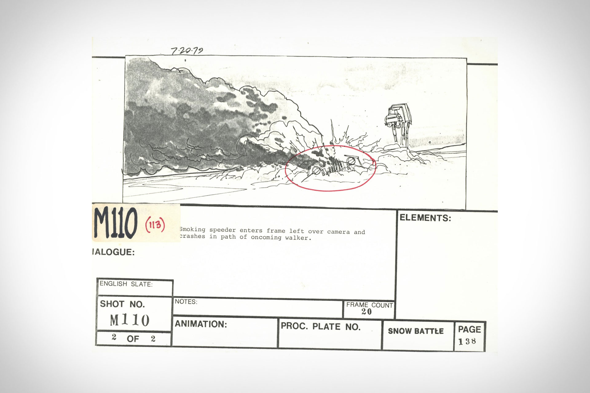 The Empire Strikes Back: VFX Storyboard Shot M110 | Uncrate