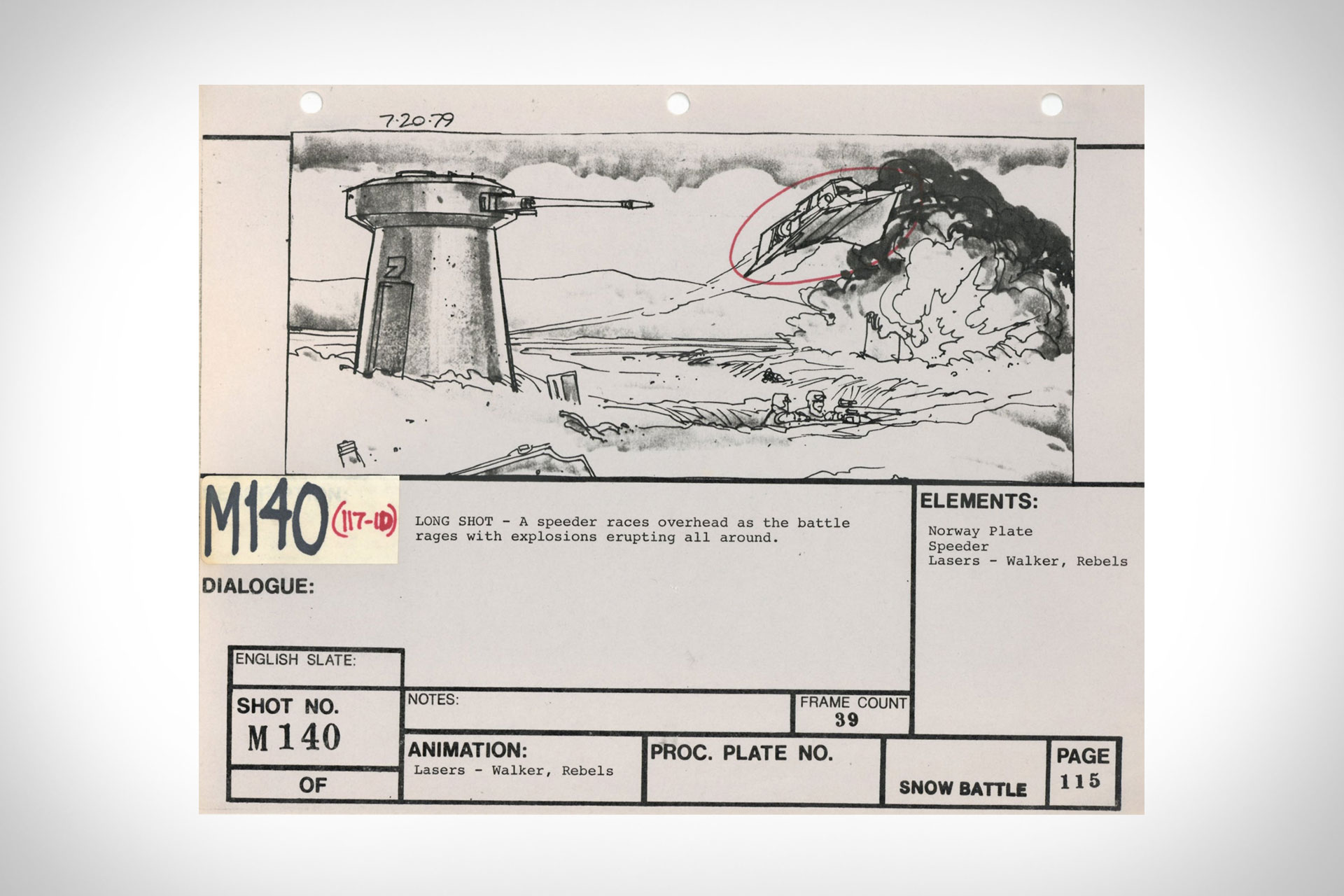 The Empire Strikes Back: VFX Storyboard Shot M140 | Uncrate